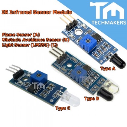 IR Infrared Flame / Obstacle Avoidance/ Light (LM393) Sensor Module ...
