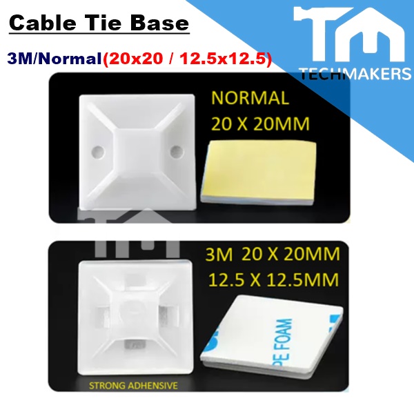 Cable Tie Base / Cable Tie Stand Sticking Mounting Base Self-Adhensive ...